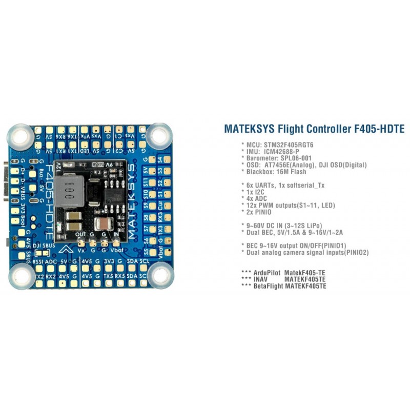 Flight Controller F405-HDTE By Matek - Drone-FPV-racer.com