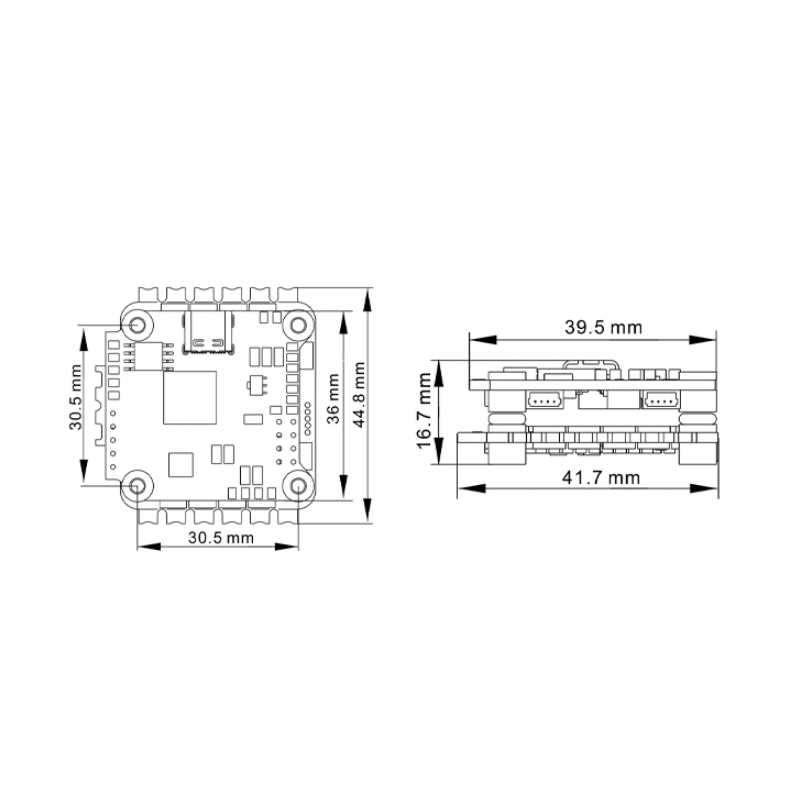 Stack X-Tower2 F7 60A 30x30 - Flycolor - Drone-FPV-Racer.com